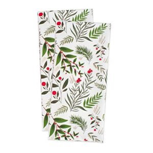 DII Christmas Kitchen Towel Set, Floral Tea Towels for Baking, Cleaning, Entertainment & Cooking, 18x28, Holiday Sprigs, 2 Piece