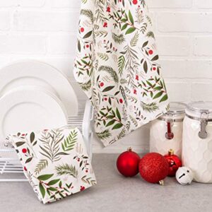 DII Christmas Kitchen Towel Set, Floral Tea Towels for Baking, Cleaning, Entertainment & Cooking, 18x28, Holiday Sprigs, 2 Piece