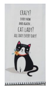 kay dee designs crazy cat lady flour sack kitchen towel, 18" x 26", various