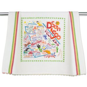 catstudio san diego dish towel - u.s. city souvenir kitchen and hand towel with original artwork - perfect tea towel for california lovers, travel souvenir