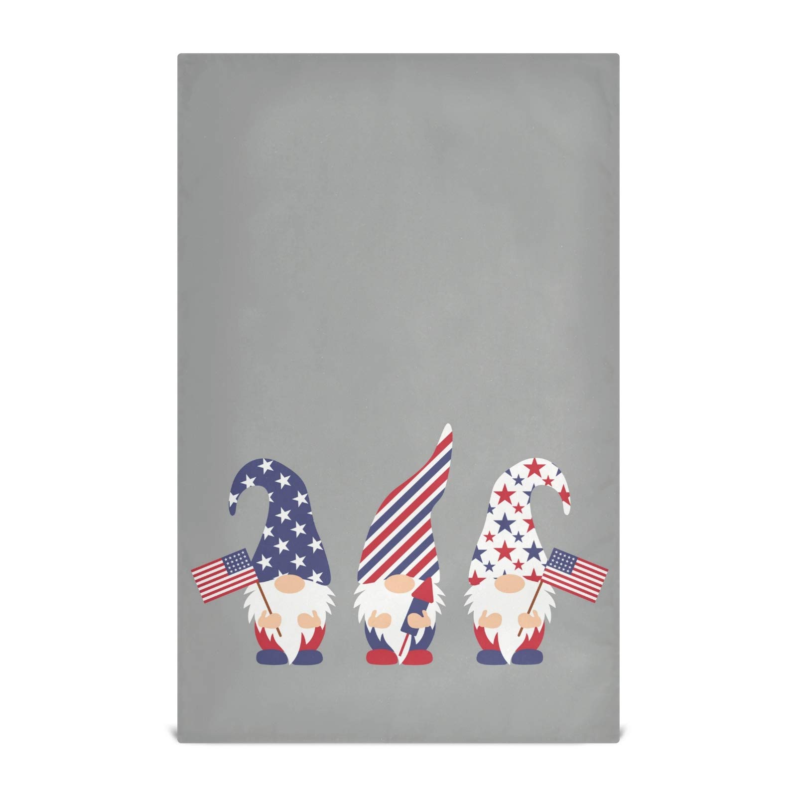 American Gnomes Flag Dish Towel Cloth Memorial Independence Day 4th of July Kitchen Hand Towels 18x28 IN Super Absorbent Lint Free Cleaning Cloths Tea Bar Soft Towel Set of 1 Grey