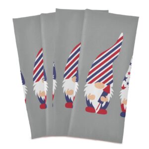 American Gnomes Flag Dish Towel Cloth Memorial Independence Day 4th of July Kitchen Hand Towels 18x28 IN Super Absorbent Lint Free Cleaning Cloths Tea Bar Soft Towel Set of 1 Grey