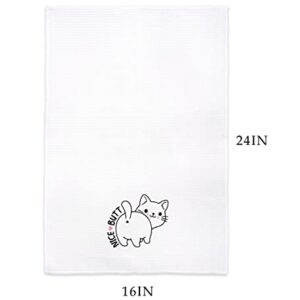 QODUNG Cute Smiling Cat Kitty Soft Absorbent Hand Bathroom Towel 16x24 Inch,Funny Cat Decorative Absorbent Drying Cloth Hand Towels Tea Towels for Bathroom Kitchen,Cat Lovers Girls Gifts