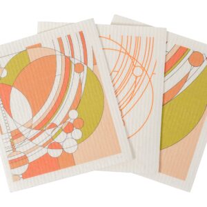 KAF Home Frank Lloyd Wright Swedish Dish Cloths (6.7 x 7.5-inch) - Set of 3 Reusable, Absorbent Cellulose Sponge Towels for Kitchen, Cleaning Counters, and Washing Dishes (March Balloons)