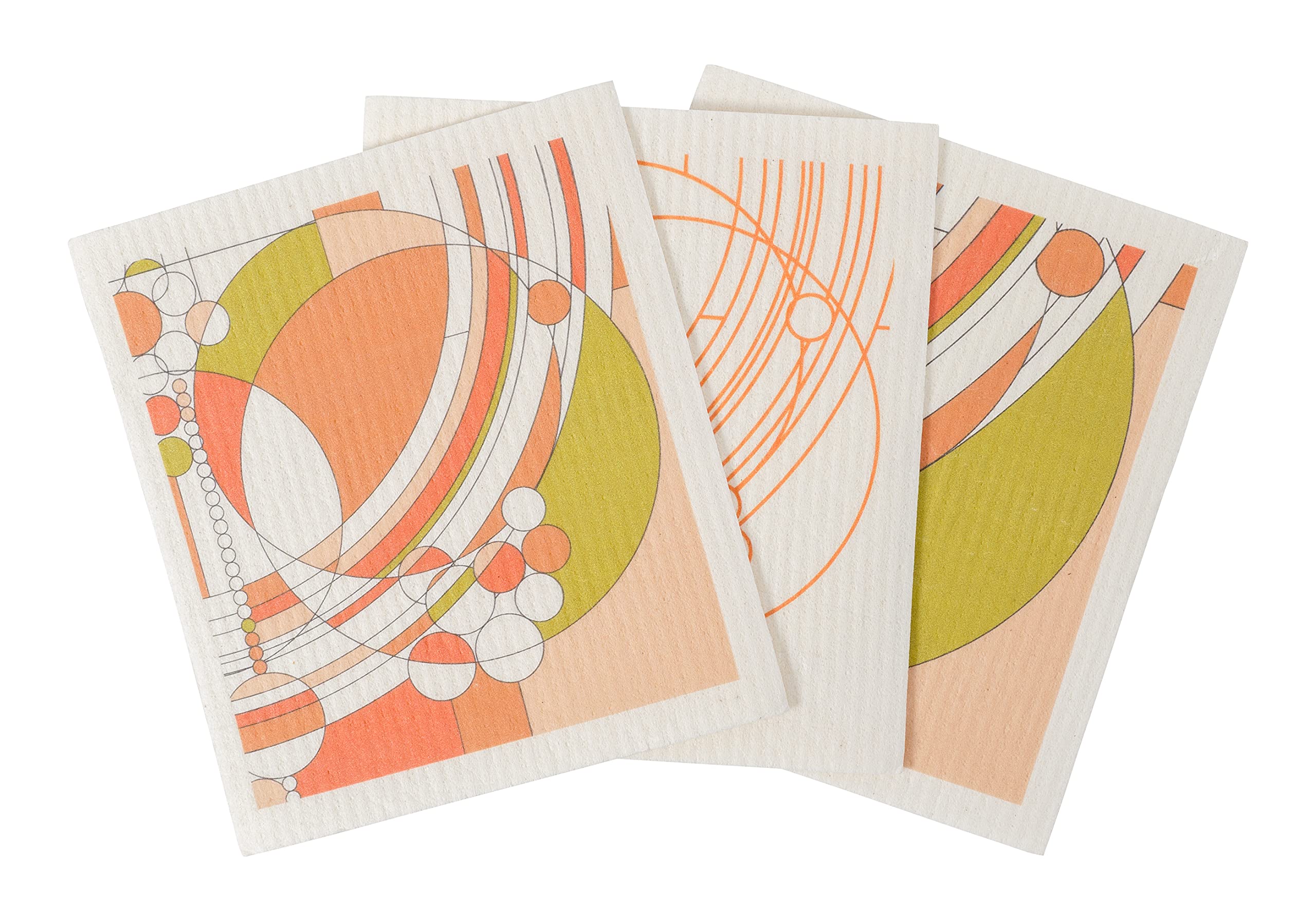 KAF Home Frank Lloyd Wright Swedish Dish Cloths (6.7 x 7.5-inch) - Set of 3 Reusable, Absorbent Cellulose Sponge Towels for Kitchen, Cleaning Counters, and Washing Dishes (March Balloons)