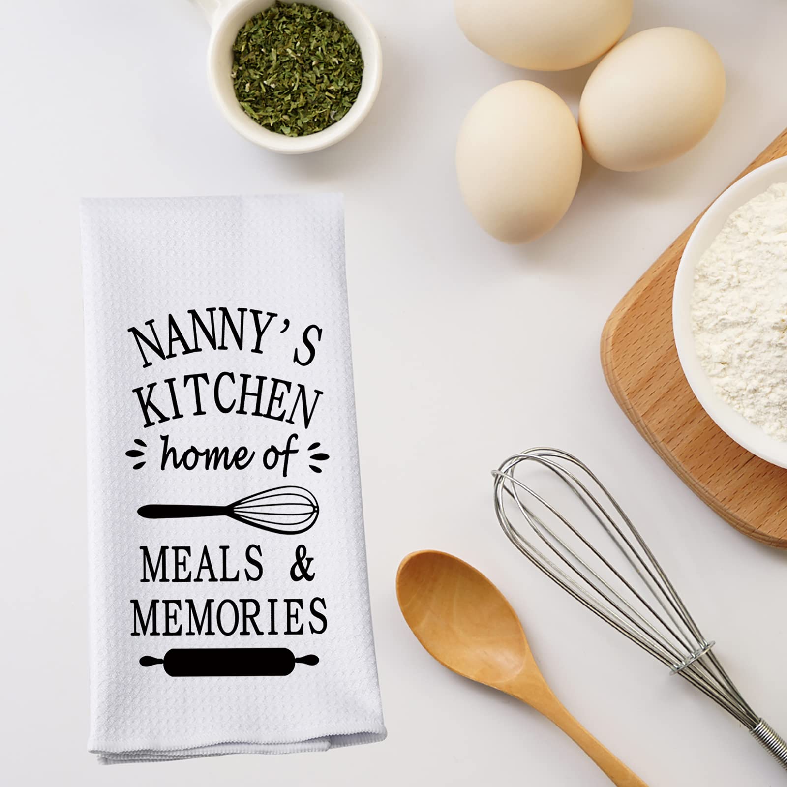 PWHAOO Funny Kitchen Dish Cloth Nanny's Kitchen Home of Meals and Memories Dish Towels with Sayings (Home of Meals Nanny)