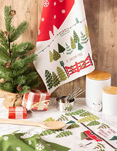 DII Holiday Kitchen Towel Set, Christmas Tea Towels for Baking, Cooking & Entertaining 18x28, Tree Farm, 2 Piece