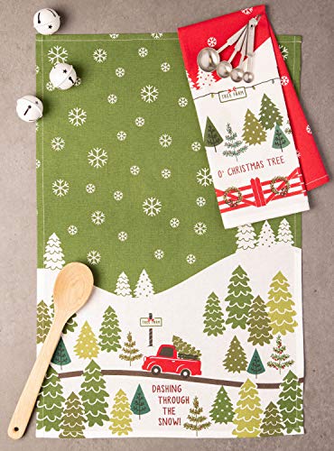 DII Holiday Kitchen Towel Set, Christmas Tea Towels for Baking, Cooking & Entertaining 18x28, Tree Farm, 2 Piece