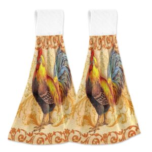 giwawa chicken dish towels farm animals chicken kitchen towels rooster kitchen hanging towel dry towel set 2 pcs rooster kitchen decor for bathroom washroom soft tea bar dish cloths 12 x 17 inch