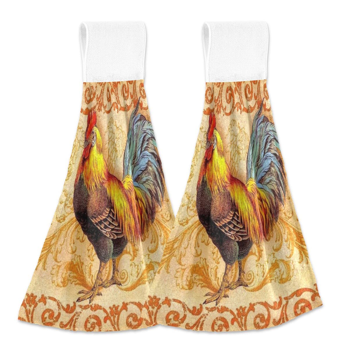 Giwawa Chicken Dish Towels Farm Animals Chicken Kitchen Towels Rooster Kitchen Hanging Towel Dry Towel Set 2 Pcs Rooster Kitchen Decor for Bathroom Washroom Soft Tea Bar Dish Cloths 12 X 17 Inch