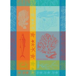 garnier-thiebaut, grande maree normandie french jacquard kitchen / tea towel, 100percent cotton, multicolor, 43727, 22''x30''