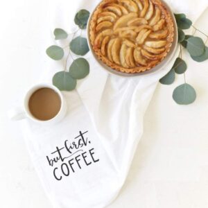 The Cotton & Canvas Co. But First, Coffee Soft and Absorbent Kitchen Tea Towel, Flour Sack Towel and Dish Cloth