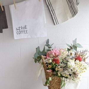 The Cotton & Canvas Co. But First, Coffee Soft and Absorbent Kitchen Tea Towel, Flour Sack Towel and Dish Cloth