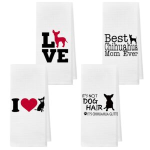 kunlisa funny chihuahua dog absorbent kitchen towels and dishcloths 16×24 inches set of 4,cute chihuahua lovers gifts hand towel dish towel tea towel for kitchen bathroom decor,chihuahua owners gifts