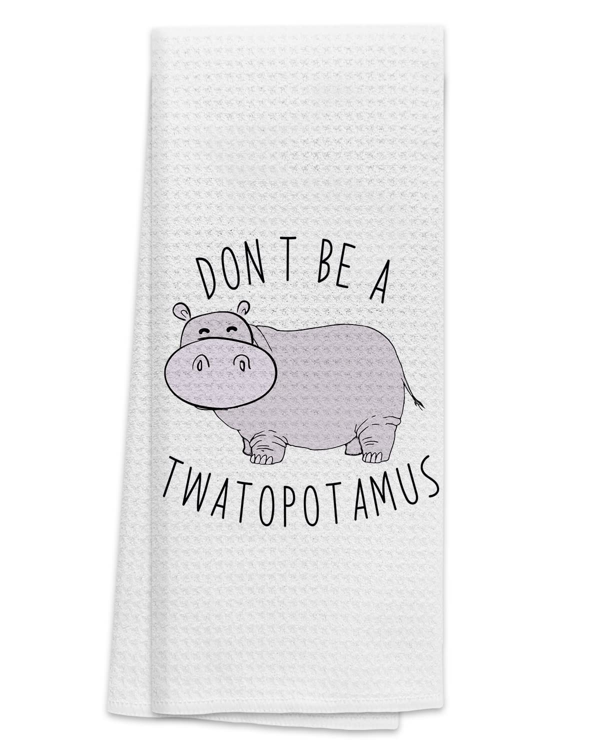 TUNW Don't Be A Twatopotamus Cute Hippo Soft and Absorbent Kitchen Towels Dishcloth,Funny Hippo Punny Hand Towels Dish Towels 16″×24″,Funny Sarcastic Offensive Gag Gifts for Women Men