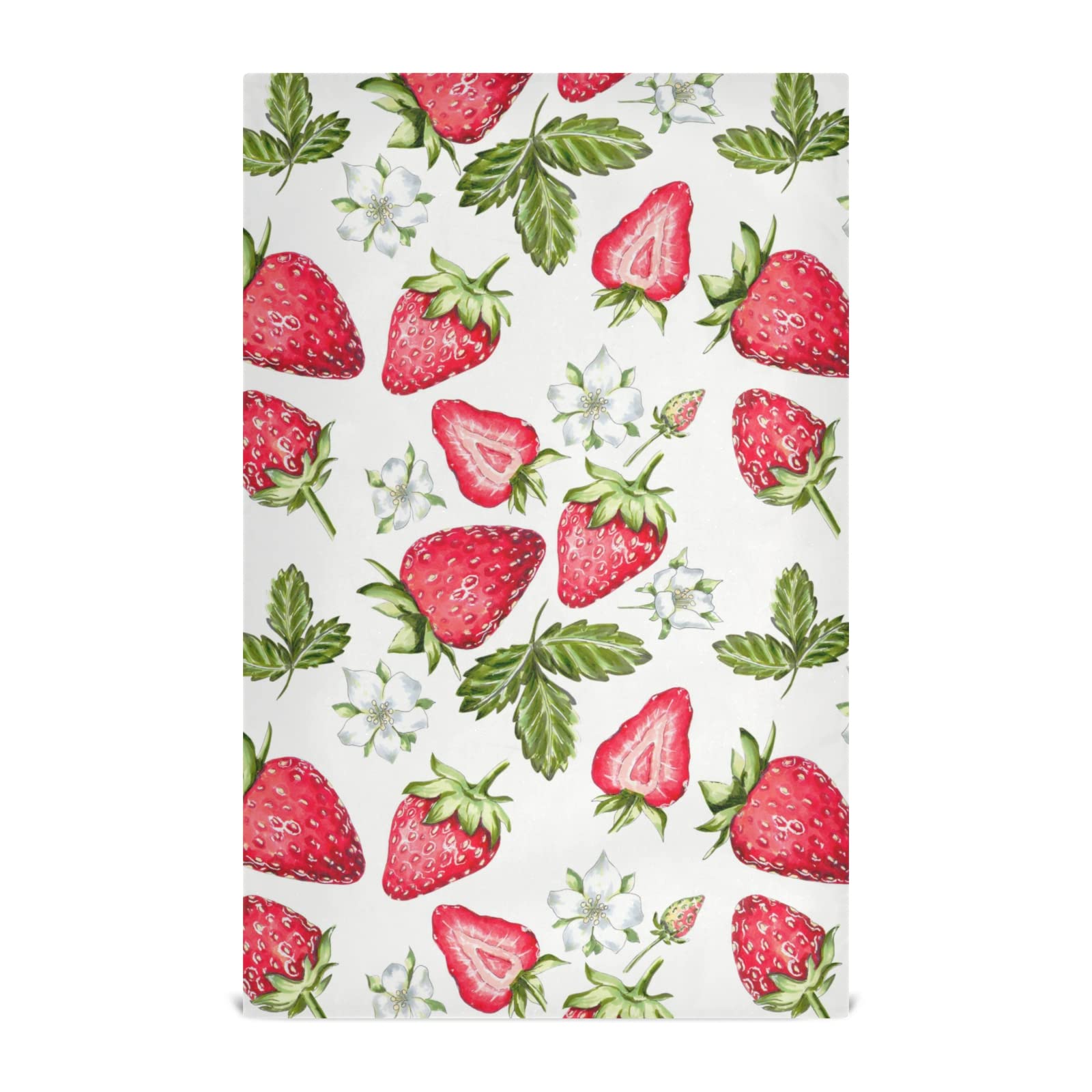 Kigai Kitchen Dish Towels Strawberry Floral Soft Tea Towel Set of 1 Absorbent Dishcloths Hand Towels for Dish Clean Cloth 28" x 18"