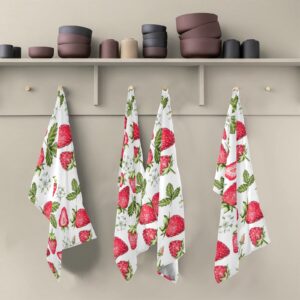 Kigai Kitchen Dish Towels Strawberry Floral Soft Tea Towel Set of 1 Absorbent Dishcloths Hand Towels for Dish Clean Cloth 28" x 18"