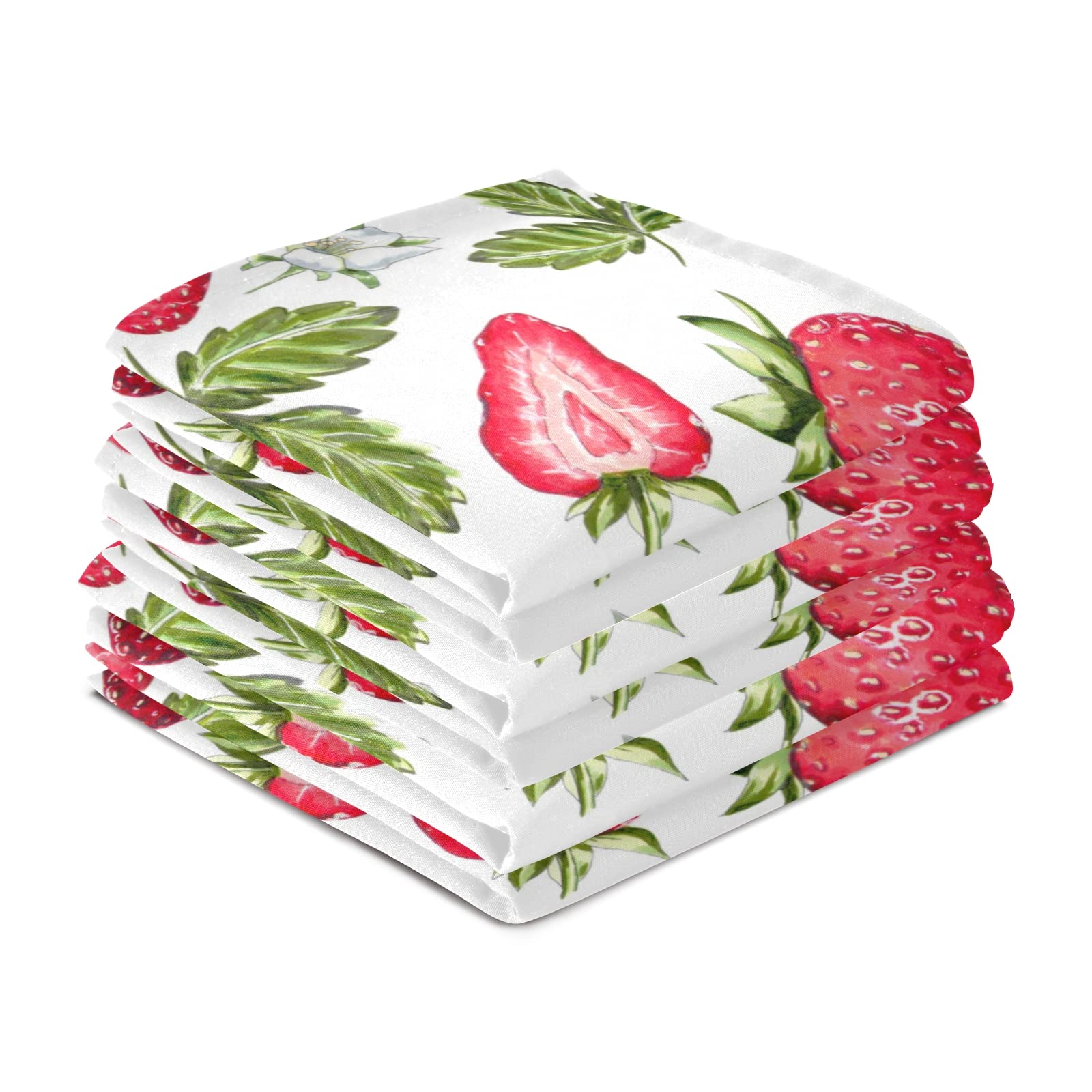 Kigai Kitchen Dish Towels Strawberry Floral Soft Tea Towel Set of 1 Absorbent Dishcloths Hand Towels for Dish Clean Cloth 28" x 18"