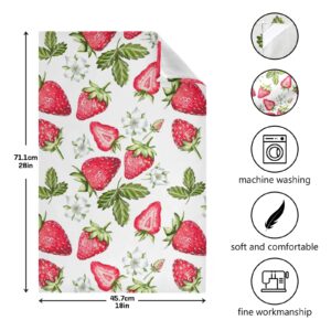 Kigai Kitchen Dish Towels Strawberry Floral Soft Tea Towel Set of 1 Absorbent Dishcloths Hand Towels for Dish Clean Cloth 28" x 18"