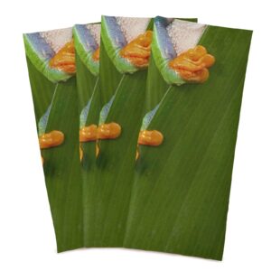 Red Eye Frog Kitchen Towels Green Leaf Dishcloths Set 4 Pack Hand Dish Towel Tea Bar Towels 18 x 28 in Cleaning Cloths Soft Absorbent Fast Drying for Cooking Baking