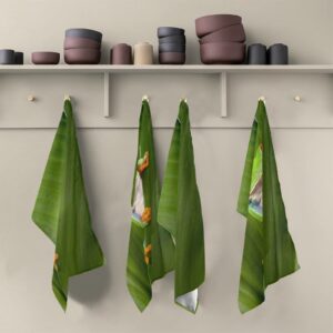 Red Eye Frog Kitchen Towels Green Leaf Dishcloths Set 4 Pack Hand Dish Towel Tea Bar Towels 18 x 28 in Cleaning Cloths Soft Absorbent Fast Drying for Cooking Baking