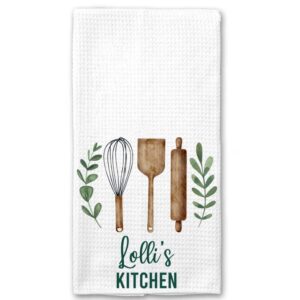 DiandDesignGift Lolli's Kitchen Towel - Tea Towel Kitchen Decor - Lolli's Kitchen Soft and Absorbent Kitchen Tea Towel - Decorations House Towel - Kitchen Dish Towel Lolli's Birthday Gift