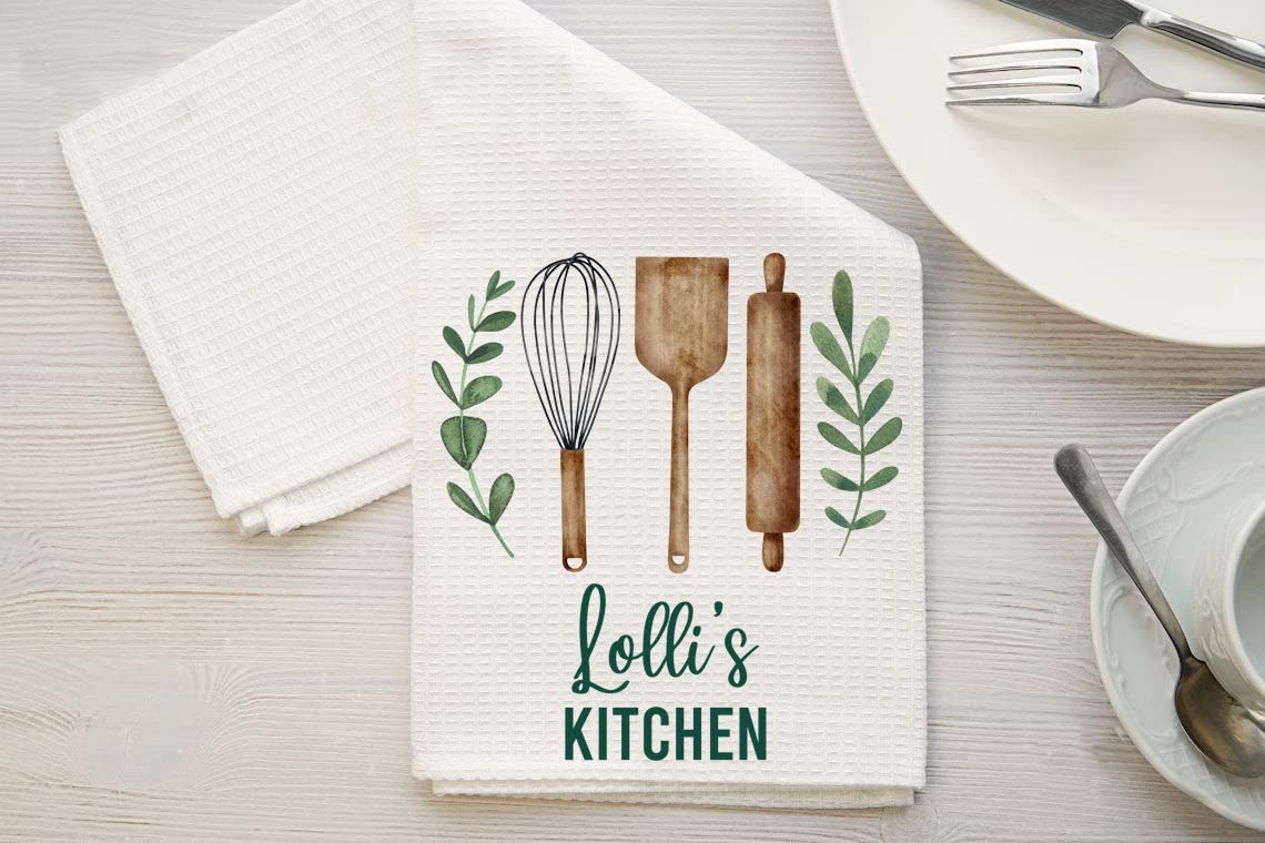 DiandDesignGift Lolli's Kitchen Towel - Tea Towel Kitchen Decor - Lolli's Kitchen Soft and Absorbent Kitchen Tea Towel - Decorations House Towel - Kitchen Dish Towel Lolli's Birthday Gift