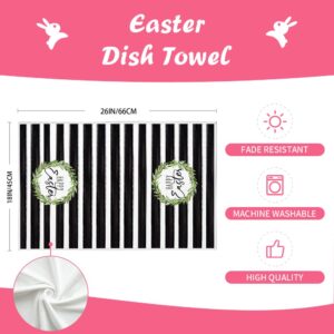 ARKENY Easter Kitchen Towels for Easter Decor Green Wreath Dish Towels 18x26 Inch Ultra Absorbent Bar Drying Cloth Happy Easter Hand Towel for Kitchen Bathroom Party Easter Decorations Set of 2