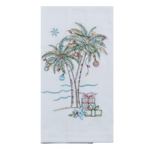 Kay Dee Designs Coastal Holiday Embroidered Flour Sack Towels - Flamingo, Palm Tree, and Sea Turtle - Set of 3 Designs