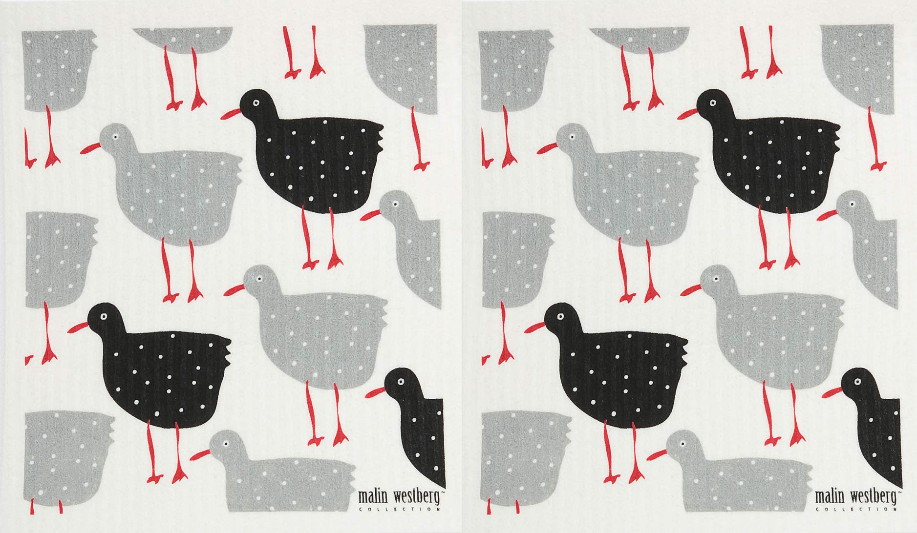 Swedish Dishcloth/Sponge Cloth Eco-Friendly Reusable - Malin Westberg Designs: Chicken Hen TUPP Rooster (2-Pk HENS)