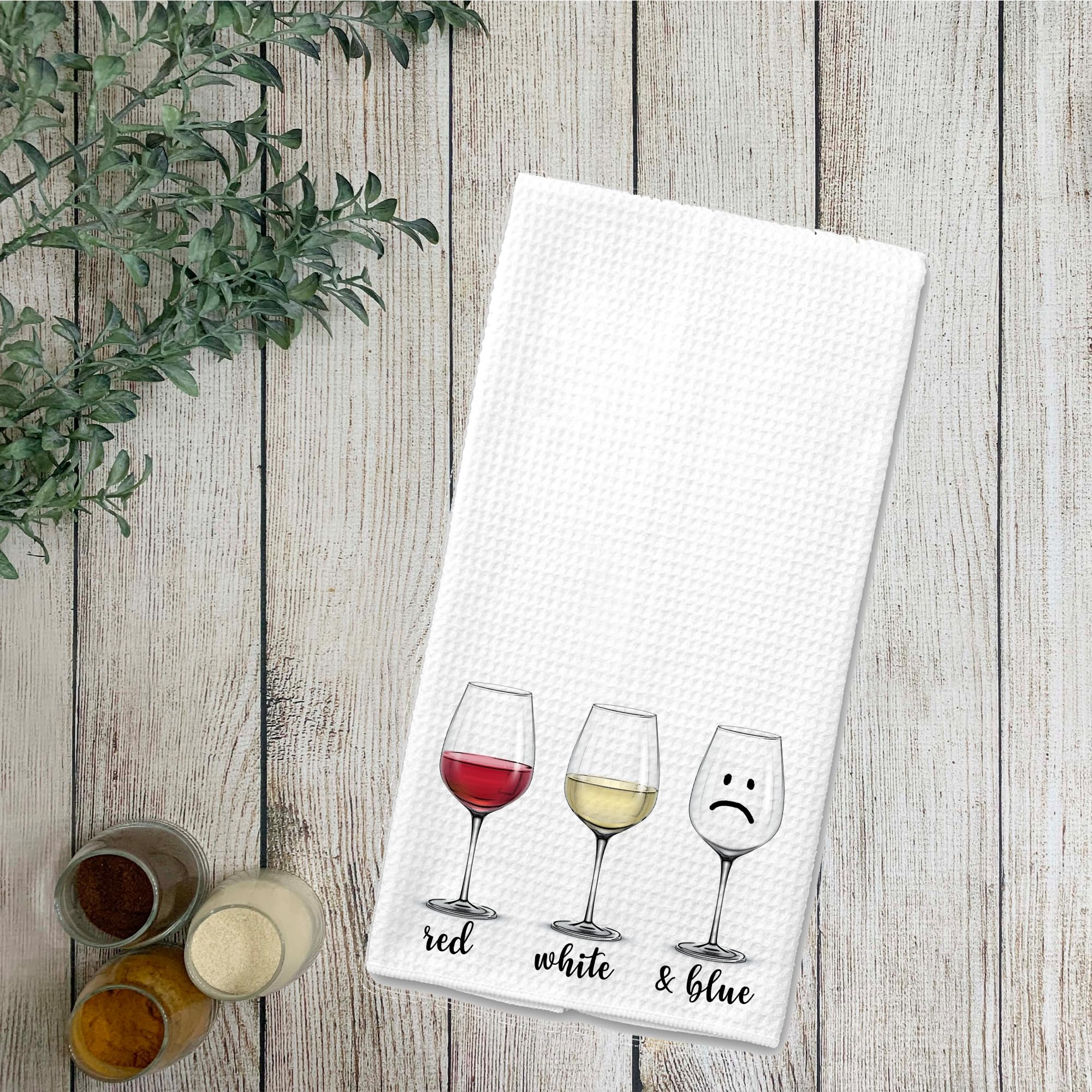 Red, White and Blue Funny Wine Drinker Kitchen Microfiber Bar Tea Towel