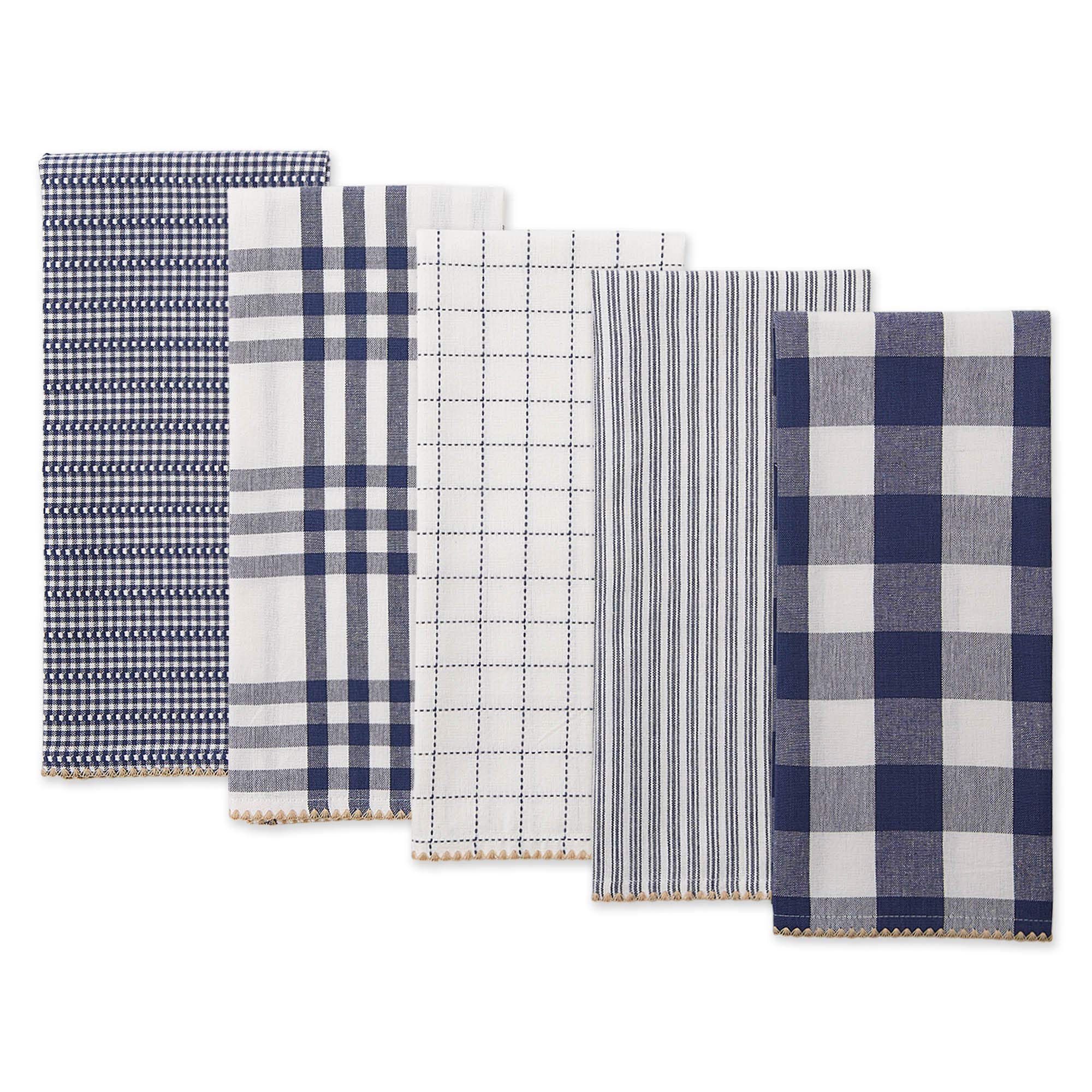 DII Farmhouse Basic Kitchen Collection Decorative & Absorbent Woven, Dishtowel Set, 18x28, French Blue, 5 Piece