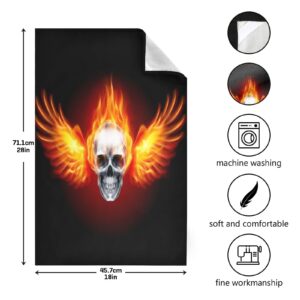 Exnundod Burning Skull Grim Reaper Kitchen Dish Towel, Reusable Absorbent Tea Towels Thin Microfiber Dishcloth for Drying Wiping Cleaning Decorative 18x28in