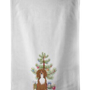 Caroline's Treasures WDK3078WTKT Cavalier King Charles Spaniel Ruby Christmas White Kitchen Towel Set of 2 Dish Towels Decorative Bathroom Hand towel for Hand, Face, Hair, Yoga, Tea, Dishcloth, 19 X 2