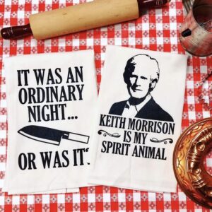 Funny Kitchen Towels, Housewarming Gifts, Hostess Tea Towels, Country Kitchen Dish Cloths 2-Pack Set (Keith Morrison & Ordinary Night)