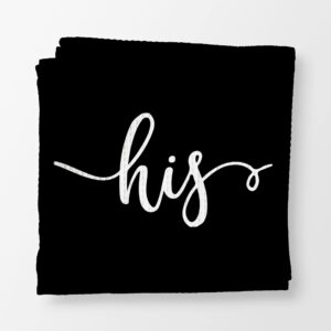 Voatok His & Hers Minimalist Black Kitchen Towel, Couples Gifts Set of 2 Decorative Towels,Gifts for Husband Wife Boyfriend Girlfriend Newlyweds