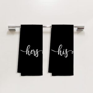 Voatok His & Hers Minimalist Black Kitchen Towel, Couples Gifts Set of 2 Decorative Towels,Gifts for Husband Wife Boyfriend Girlfriend Newlyweds