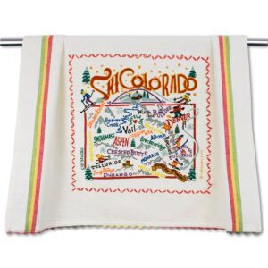 catstudio colorado ski dish towel - u.s. ski resort souvenir kitchen and hand towel with original artwork - perfect tea towel for colorado lovers, travel souvenir