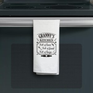 ThisWear Gifts for Granny Granny's Kitchen Full of Love Full of Food Full of Hugs Decorative Kitchen Tea Towel White