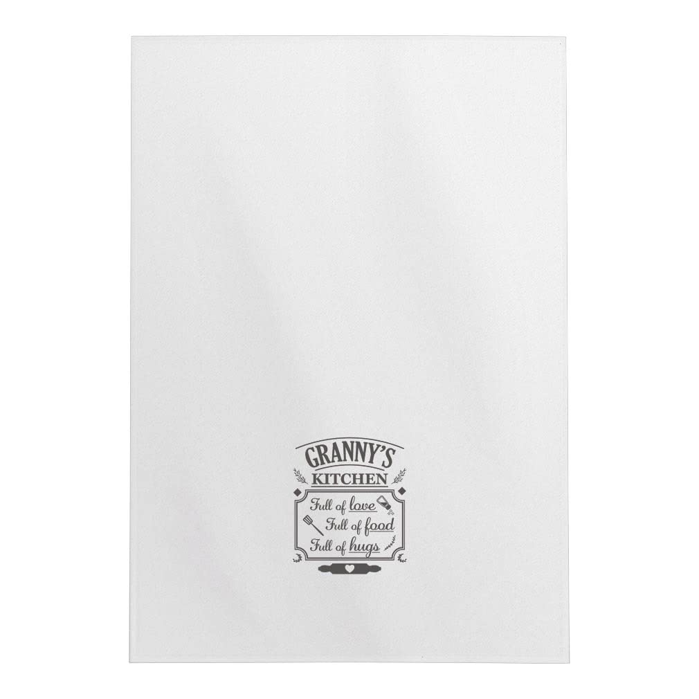 ThisWear Gifts for Granny Granny's Kitchen Full of Love Full of Food Full of Hugs Decorative Kitchen Tea Towel White