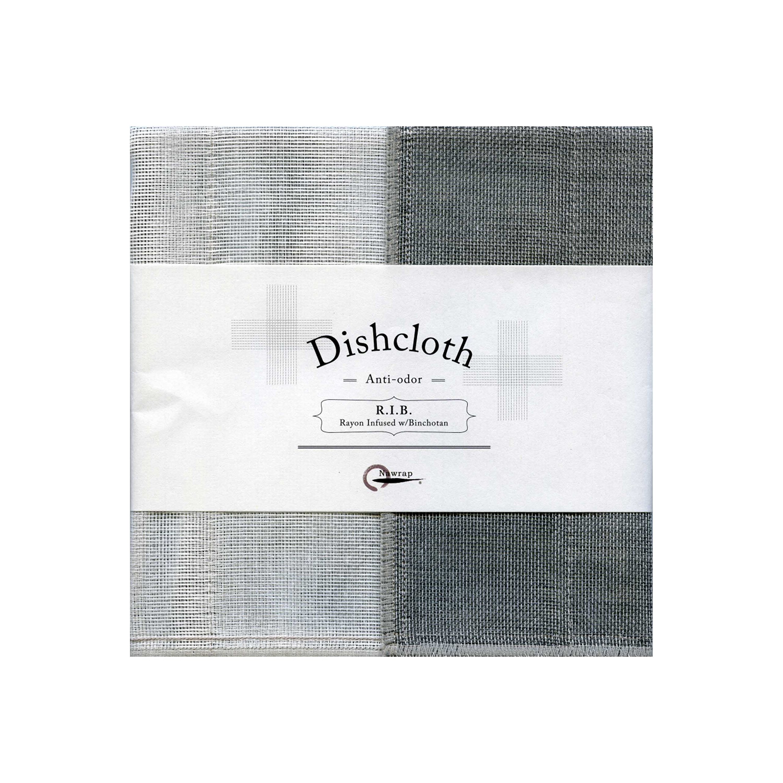 Nawrap Binchotan Dishcloth, Naturally Odor Absorbing, Natural Binchotan x White