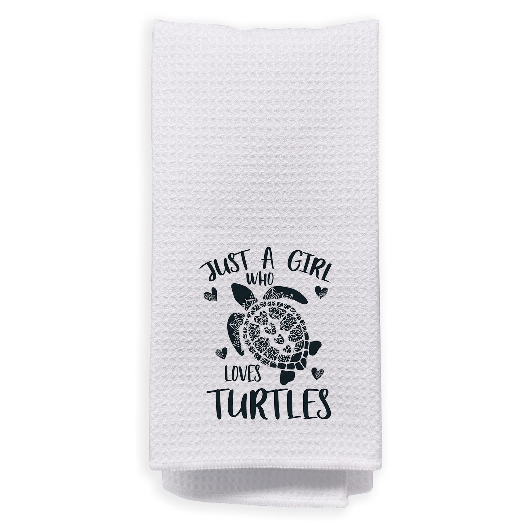 NEGIGA Just a Girl Who Loves Turtles Reusable Waffle Weave Dish Cloth Towel 24x16 Inch,Cute Funny Turtles Decor Decorative Dish Towel for Cooking Drying Cleaning Kitchen Bathroom