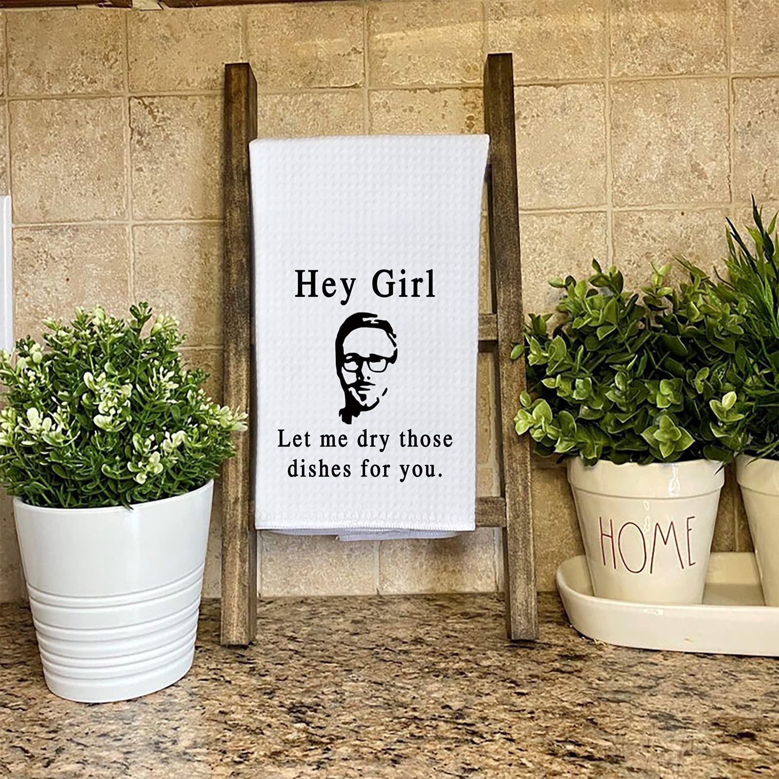 WCGXKO Funny Kitchen Decor Kitchen Towels Tea Towel Hey Girl Let Me Dry Those Dishes for You Novelty Dish Towel (Hey Girl)