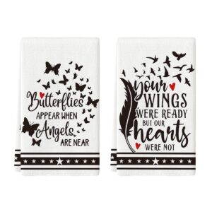 artoid mode butterflies wings motto veterans day kitchen towels dish towels, 18x26 inch memorial day decoration hand towels set of 2