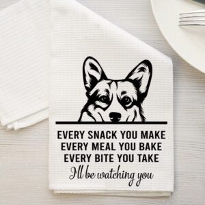 HTDesigns Corgi Dog, Tea Towel, Every Snack You Make, Every Bite You Take, Kitchen Decor, Dish Towels, Corgi Dog Mom, Corgi Gifts, Waffle Weave Kitchen Towel