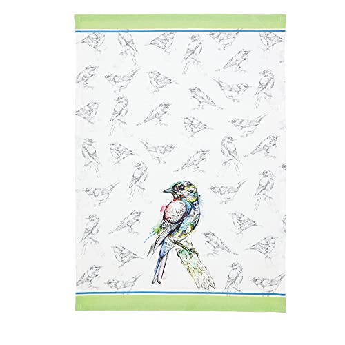 Enesco Izzy and Oliver Watercolors by Abby Diamond Teal Bird Tea Towel Dish Cloth, 19.3 x 27 Inch, Multicolor