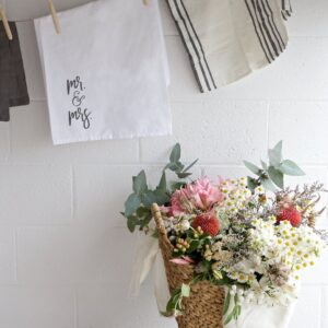 The Cotton & Canvas Co. Mr. & Mrs. Soft and Absorbent Kitchen Tea Towel, Flour Sack Towel and Dish Cloth