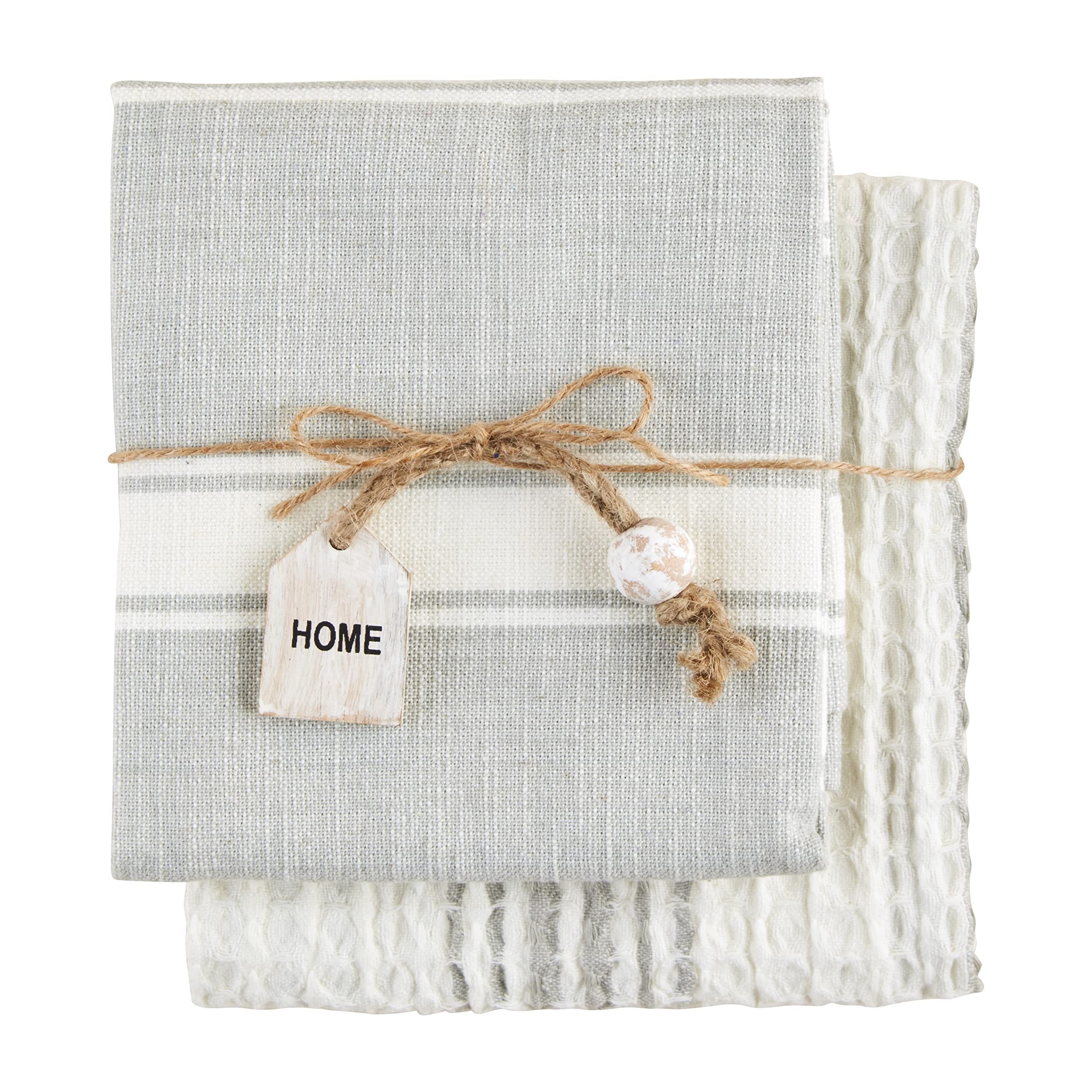 Mud Pie Waffle Dish Towel Set, Gray, 18" x 26"