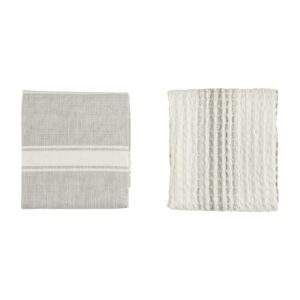 Mud Pie Waffle Dish Towel Set, Gray, 18" x 26"