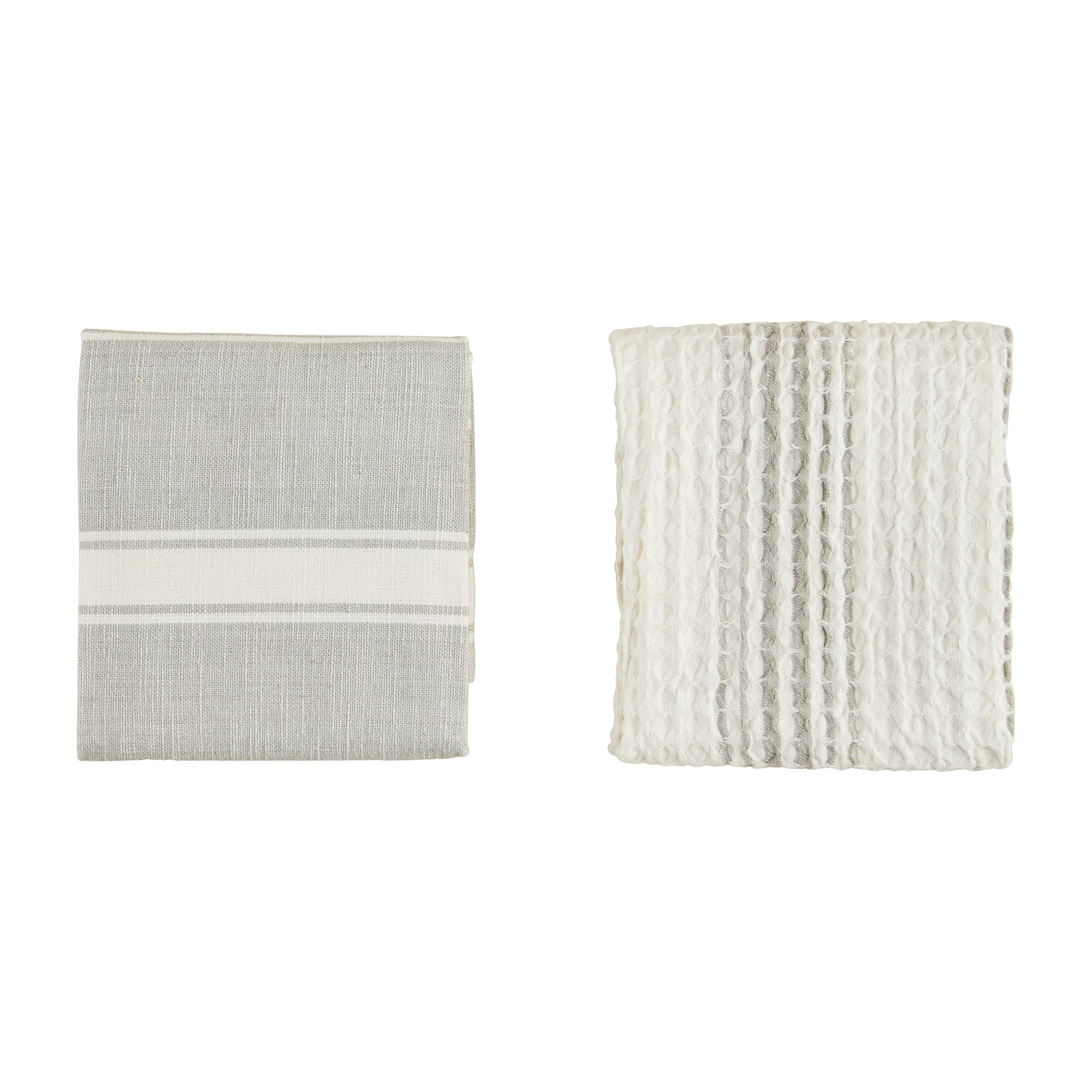 Mud Pie Waffle Dish Towel Set, Gray, 18" x 26"